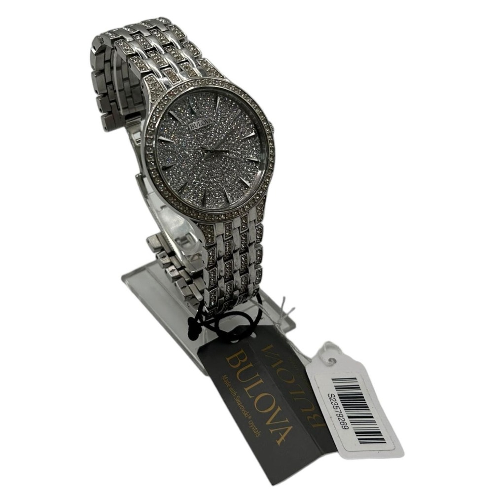 Pre-owned Bulova Men's Watch 96A226 Quartz Crystals Accent Silver Dial ...